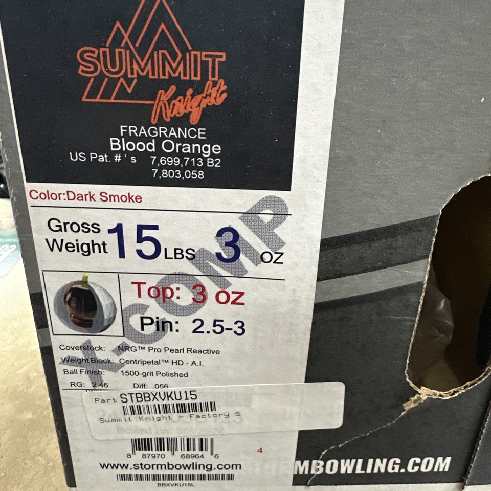 15lb Storm Summit Knight X-Comp Overseas International Bowling Ball ...