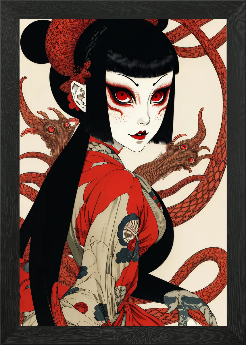 Snake Demon Girl Framed Wall Art Poster Canvas Print Picture | eBay UK