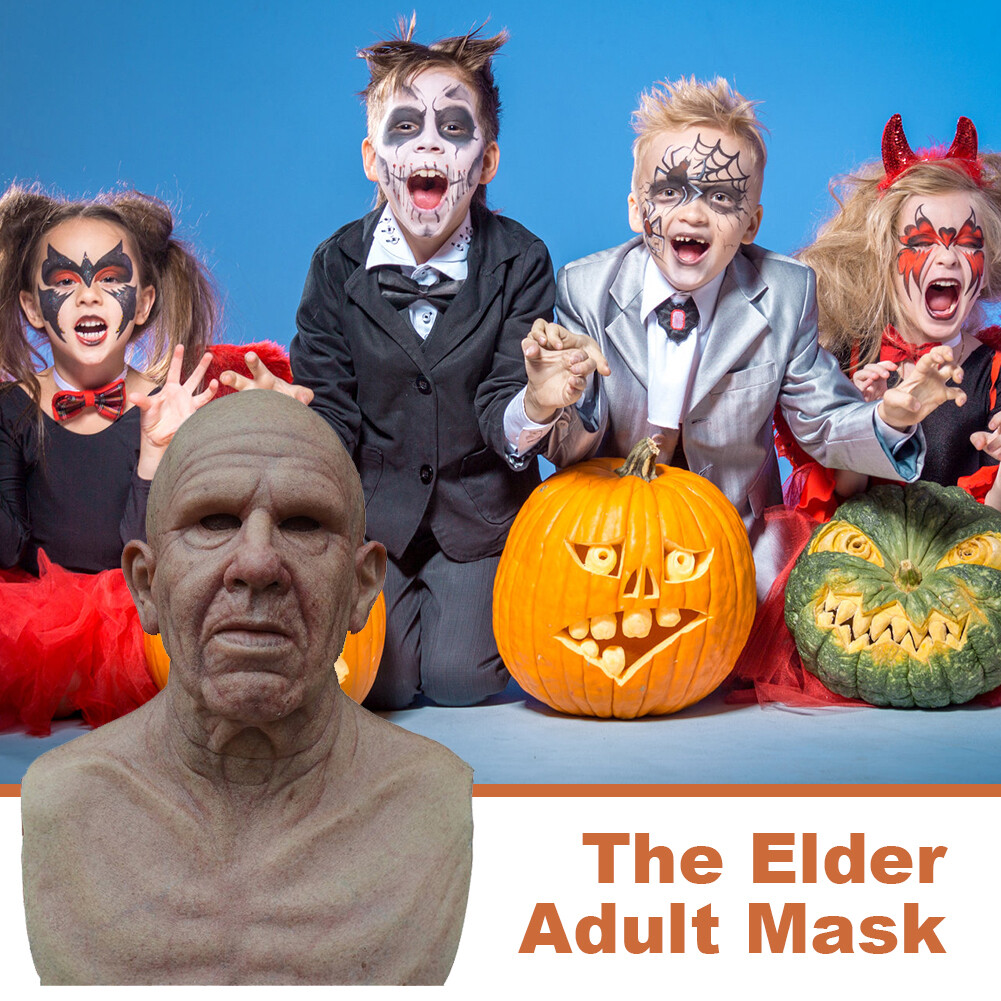 AU Halloween Creepy Masks Realistic Old Man Human Wrinkle Mask (Old Man ...