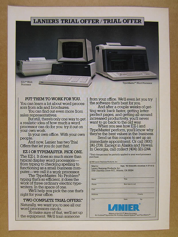 1982 Lanier EZ-1 Computer & TypeMaster Word Processor photo vintage ...