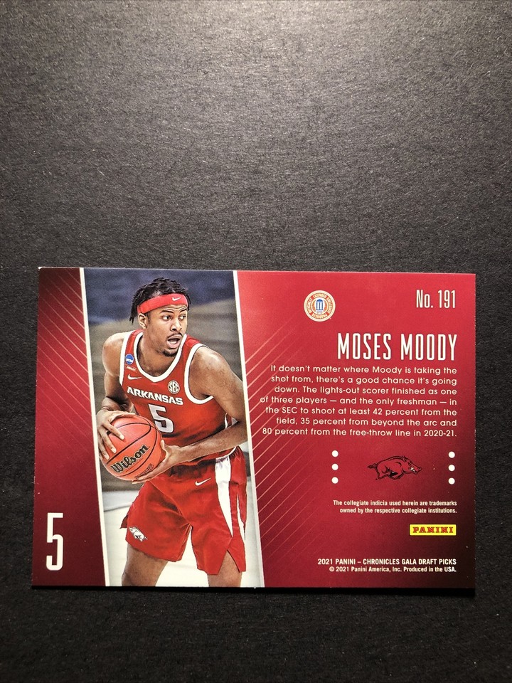 MOSES MOODY 2021 Panini Chronicles Draft Picks Gala #191 Rookie RC ...