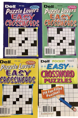 NEW Lot of 4 Dell Puzzle Lovers EASY Pocket EASY Crosswords Puzzles ...