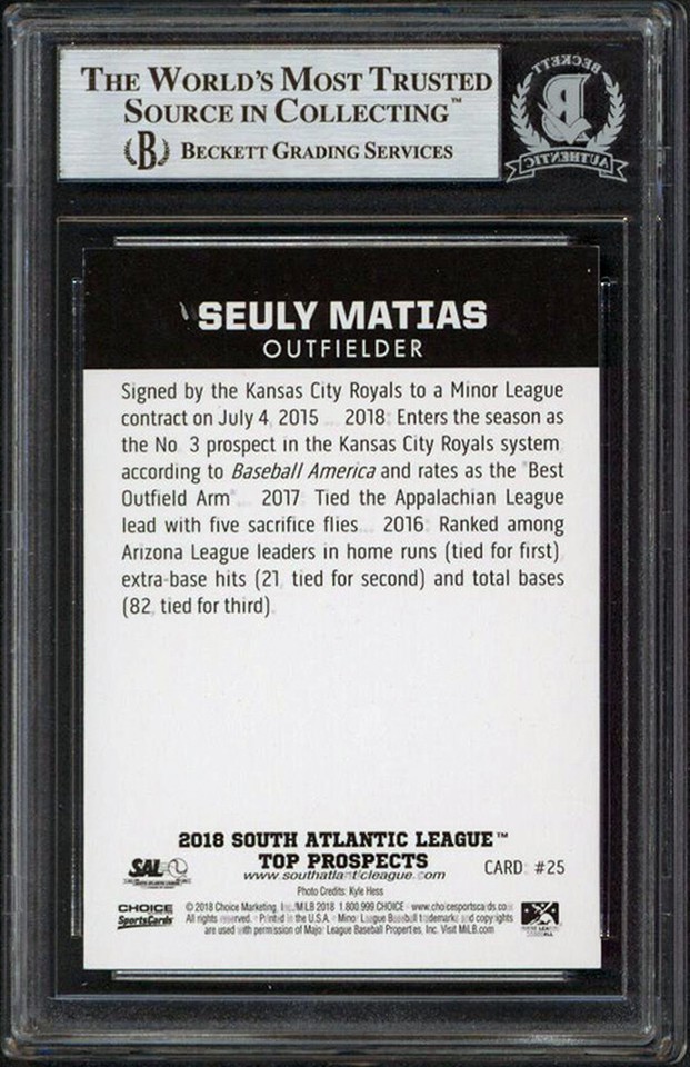Royals Seuly Matias Signed 2018 South Atlantic League Prospects #25 RC ...