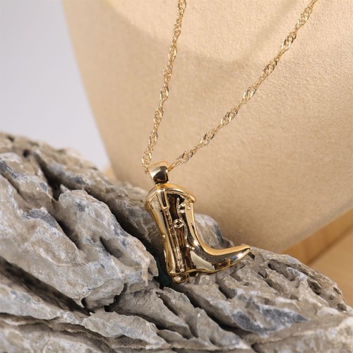 Cowboy Boots Pendant, 18K Gold Layered Necklace, Western Dainty ...