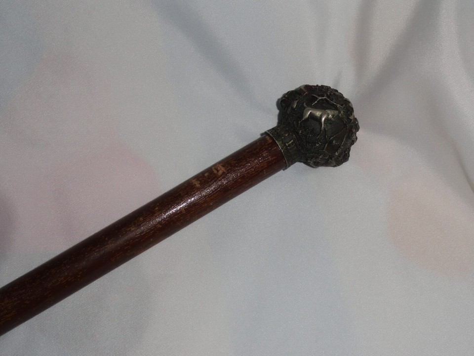 Vintage Antique DEWAR HIGHLANDER Heavy Metal Knob Walking Stick Cane ...