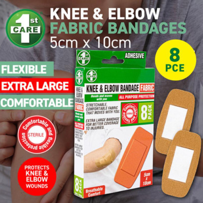 Au Bandages Plastic Knee & Elbow 8pc Band Aids Bandage First Aid Latex ...