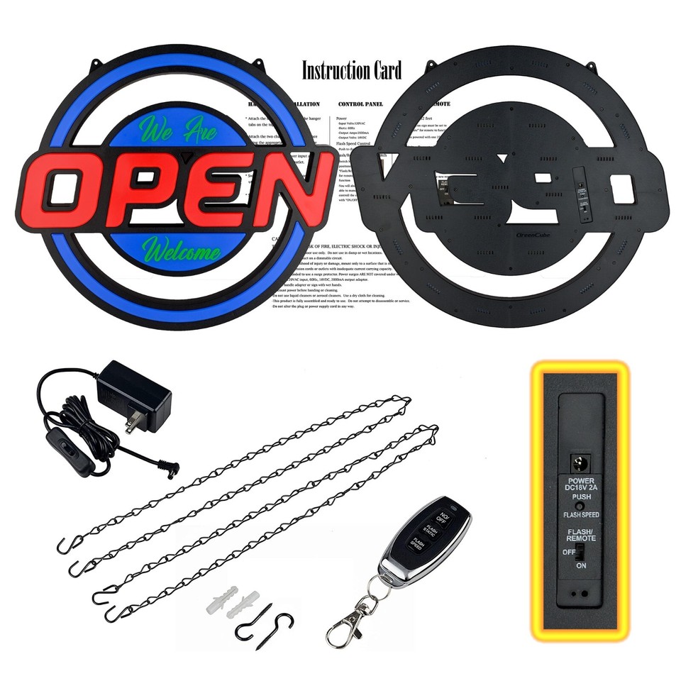 Open Sign LED Neon 21" Large Light Bright for Restaurant Bar Store Shop ...