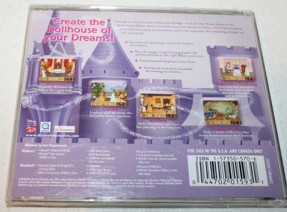 Disney Cinderella's Dollhouse (PC) Rated E, Create Dreamhouse Dollhouse ...