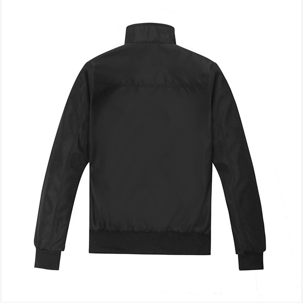 Mens Full Zip Up Jacket Stand-up Collar Coat Business Bomber Overcoat ...