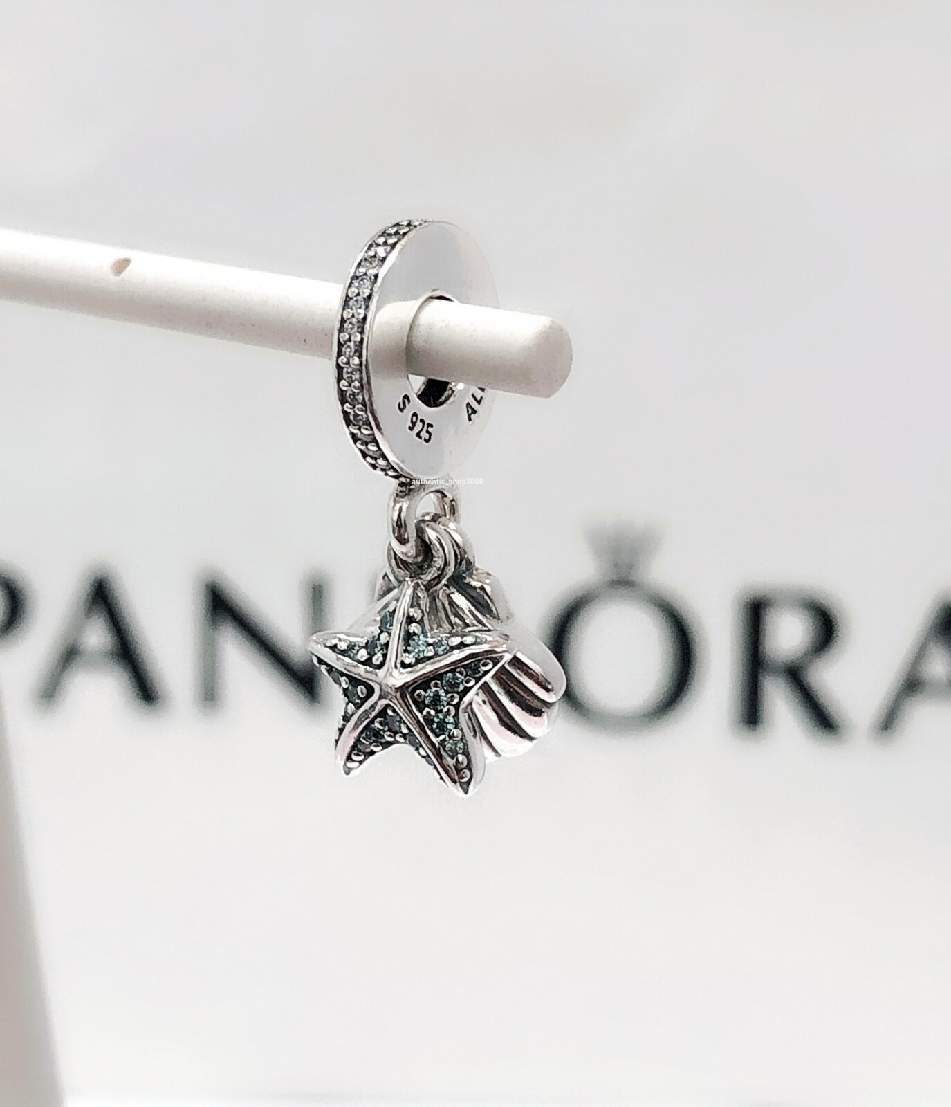 Authentic PANDORA 925 Silver Blue Starfish & Sea shell Charm Pendant ...