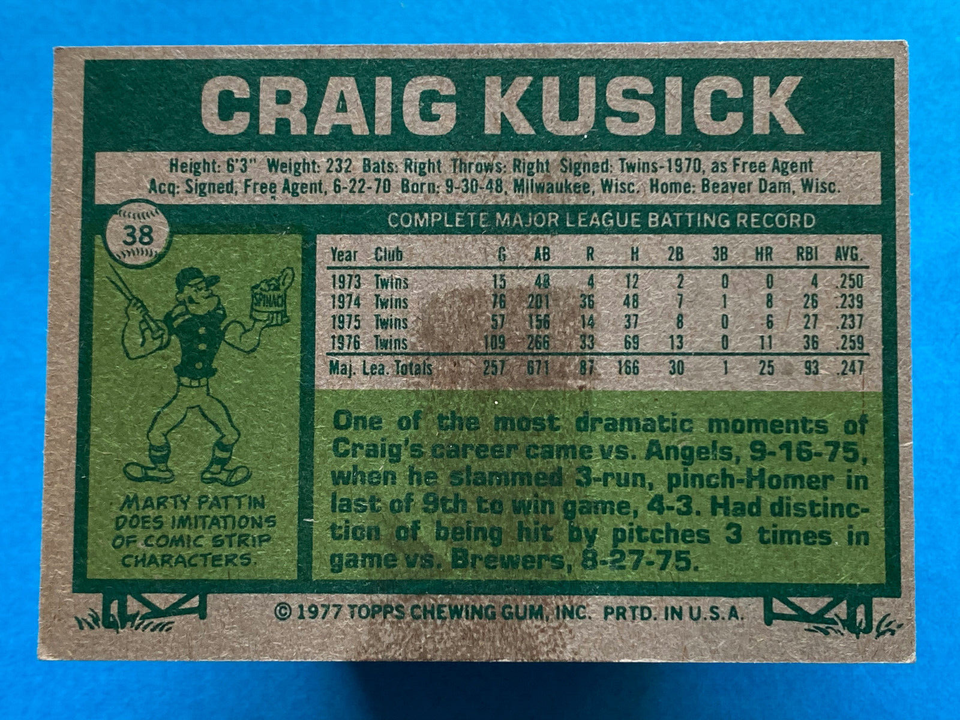 1977 Topps Craig Kusick #38 | eBay