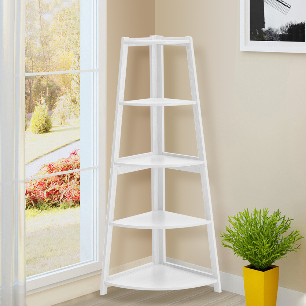5 Tier Corner Rack Shelf Unit Free Standing Organizer Storage Shelves ...