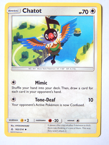 Chatot 162/214 (NM, Pokemon Card, Unbroken Bonds, 2019, Colorless ...