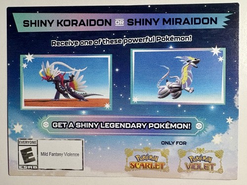 Pokemon Scarlet & Violet Shiny Koraidon / Miraidon Redeem Code ...