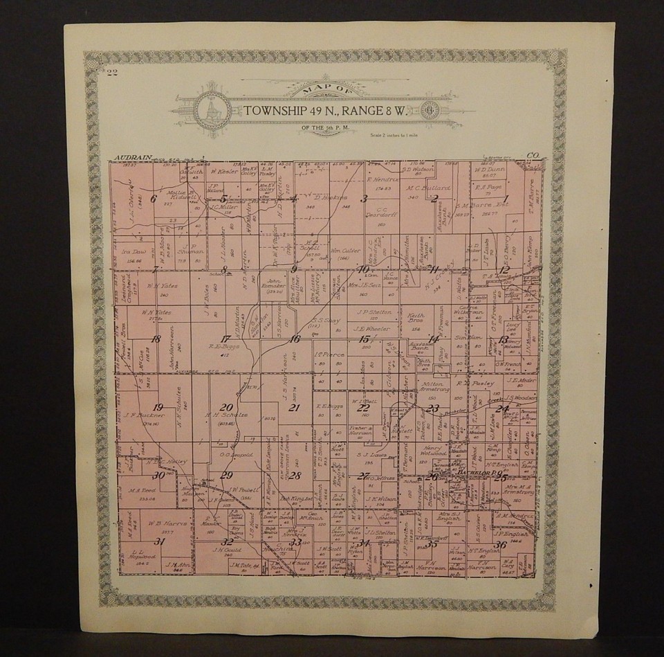 Missouri Callaway County Map Calwood Township 1919 Q7#27 | eBay