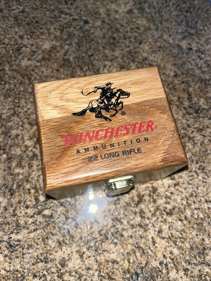 Vintage Wichester Cabela's 22 Long Rifle Wood Ammo Box NEAR MINT Empty ...