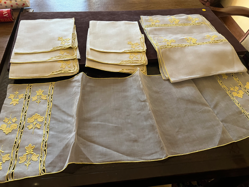 Vintage 13pc Marghab Placemats/Napkins/Runner, Background pattern | eBay
