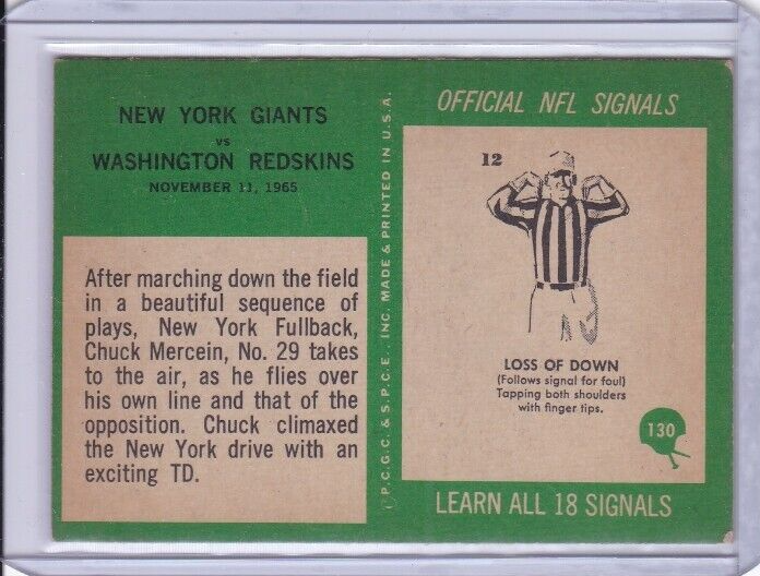 1966 Philadelphia Football #130 New York Giants VS Steelers Chuck ...