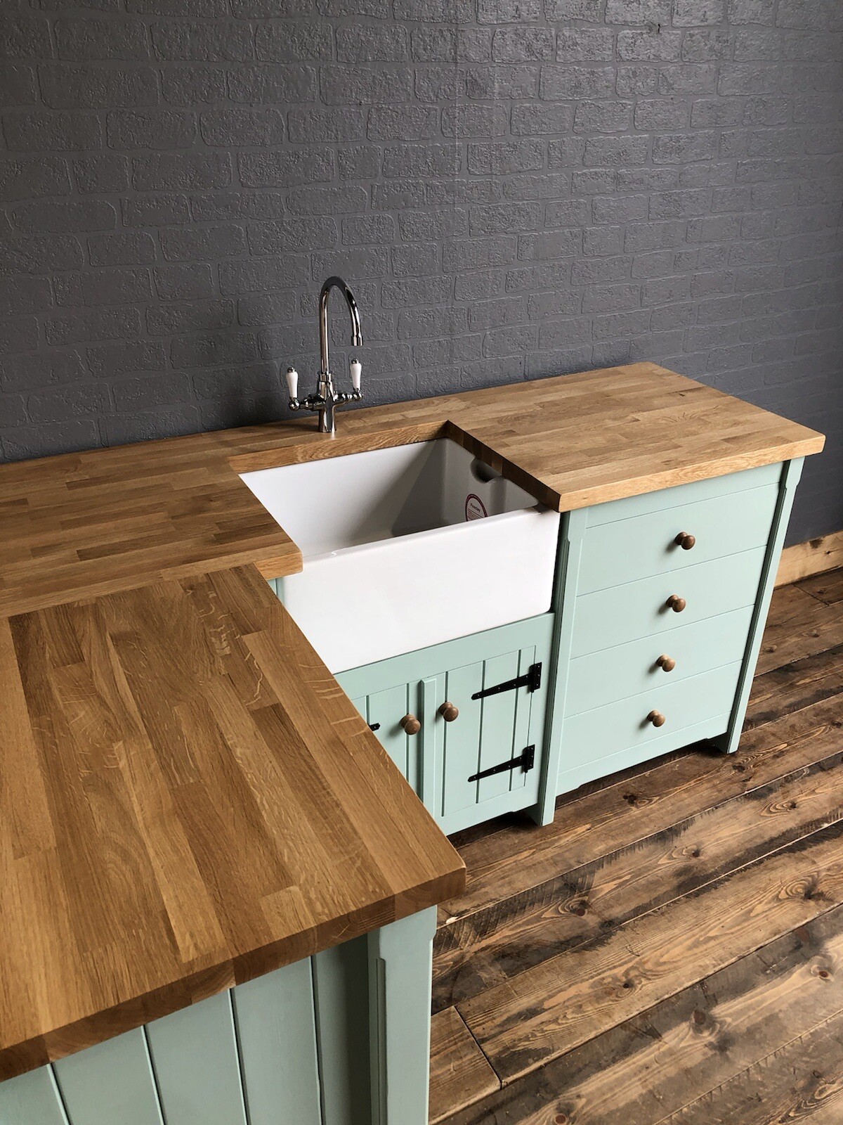 Handmade rustic wooden solid pine freestanding corner Belfast butler ...