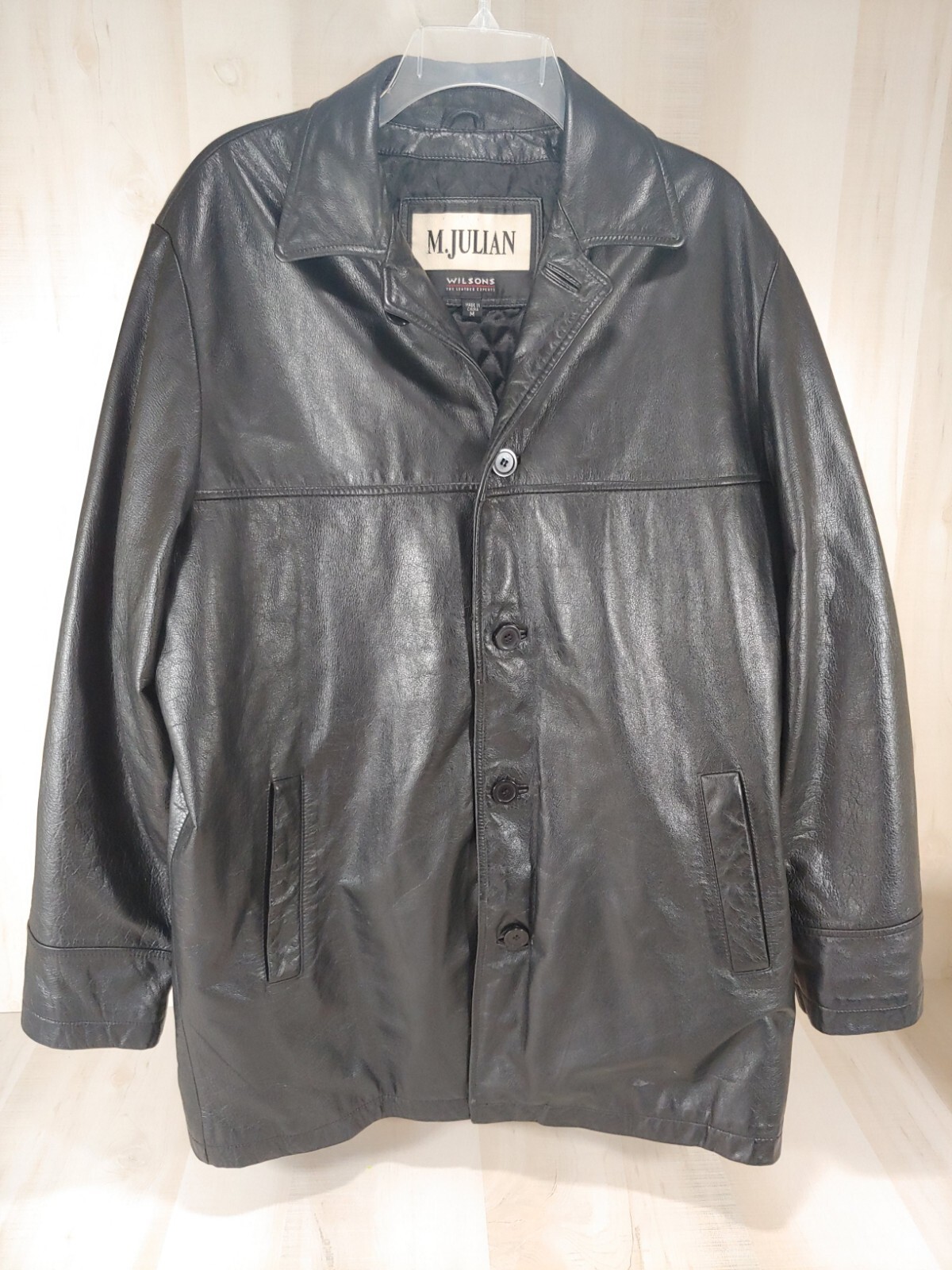 Wilsons Leather M Julian Black Leather Jacket Button … - Gem