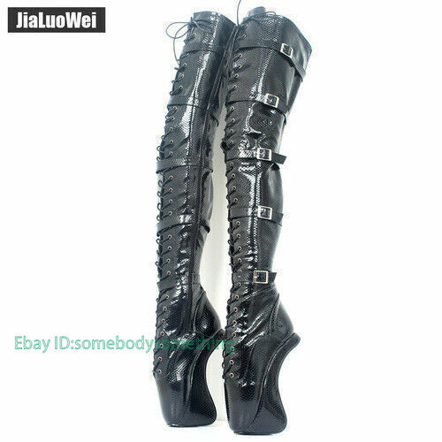 7 Inch High Heel Fashion Female Buckle Hoof Ballet Over-knee Thigh High ...