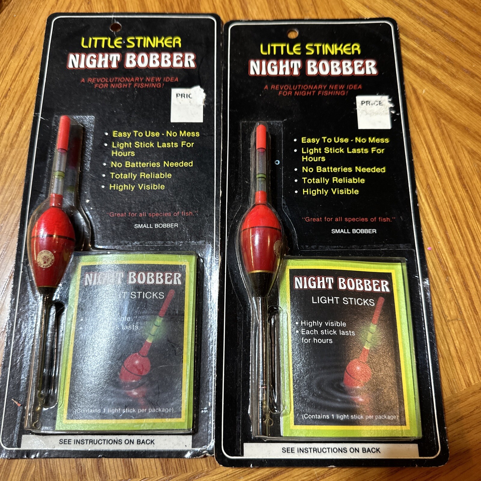 2 Vintage Little Stinker Bait Company Small Night Bobber Light Stick ...