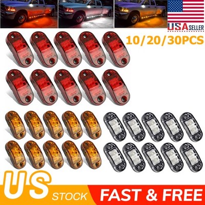 Amber/Red/White LED Car Truck Trailer RV Oval 2.5" Side Clearance ...
