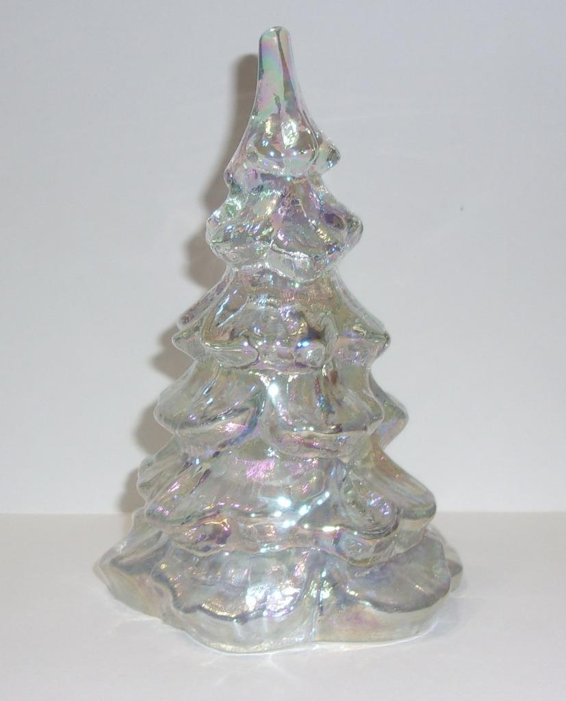Fenton Glass Crystal Carnival Iridized Christmas Tree Figurine Holiday ...