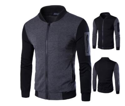 Men's Splicing Stand Collar Jacket Coat Casual Long Sleeve Cardigan ...