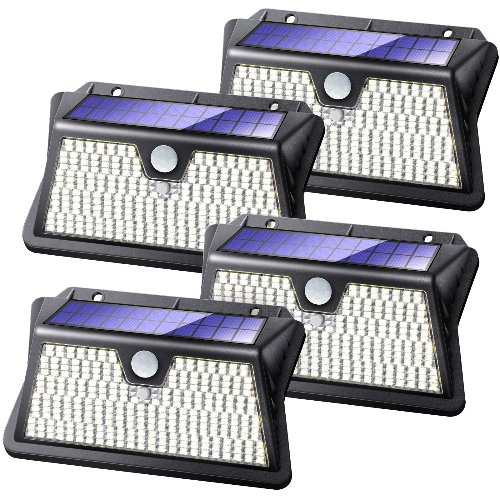 4 Stk 283 LED Solarleuchte Solarlampe mit Bewegungsmelder Außen Fluter ...