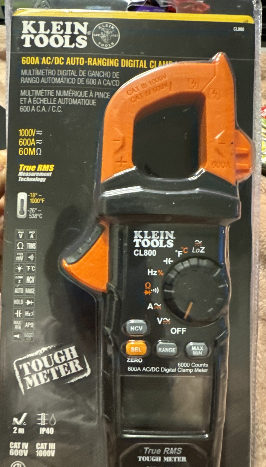 Klein Tools CL800 Digital AC TRMS Low Impedance Auto-Range Clamp Meter ...