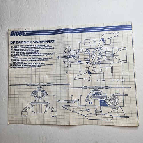 VTG 1986 Original Gi Joe Blueprint Dreadnok Swampfire Instruction Sheet ...