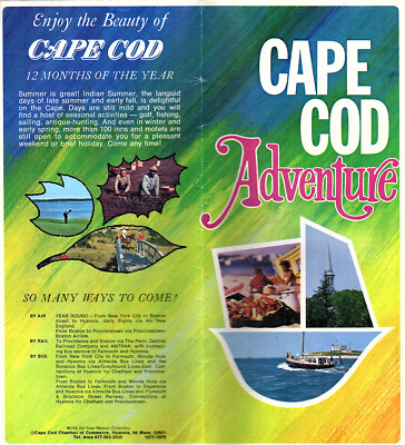 Cape Cod Massachusetts Vtge 1977-78 Travel Brochure Color Photos ...