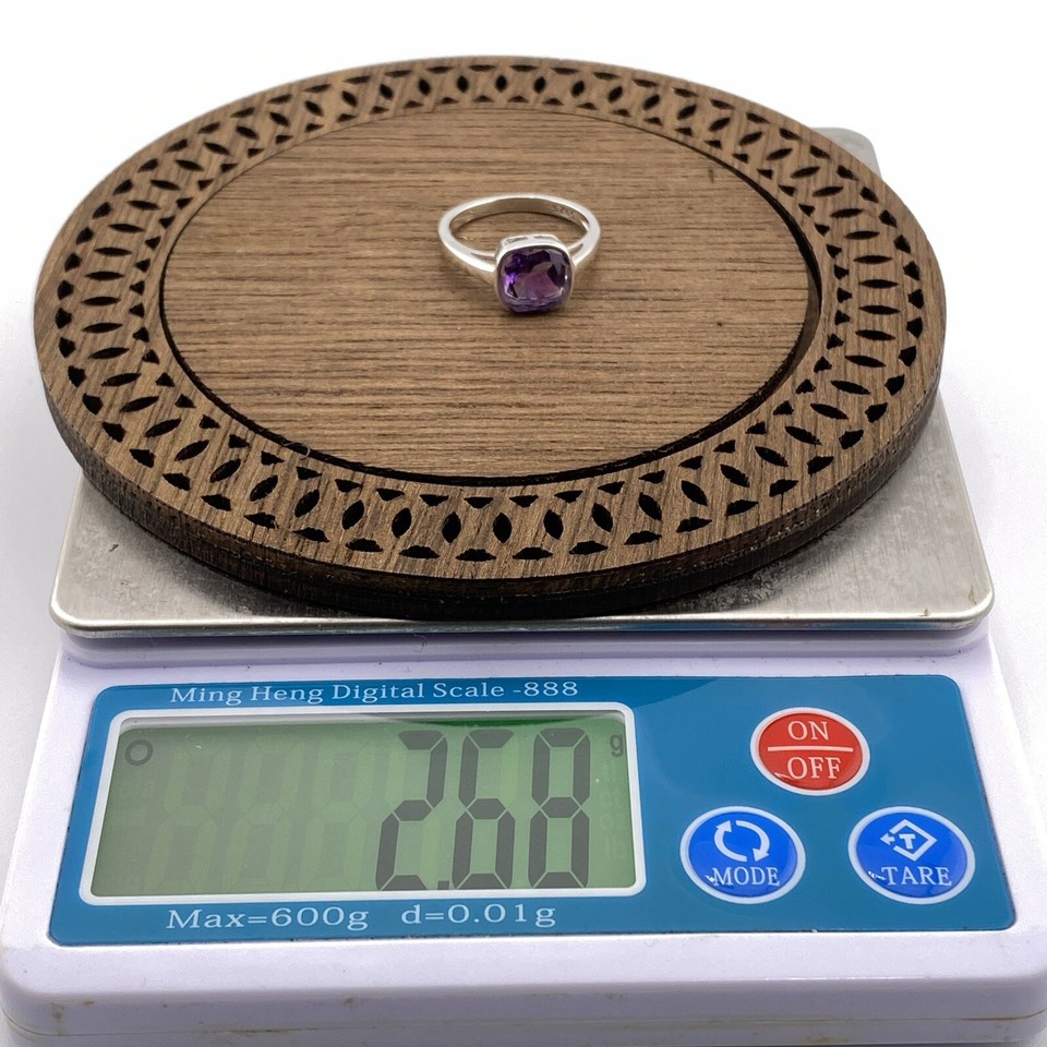 Classic Smooth Simple Bezel Setting Purple Amethyst Sterling Silver925 ...