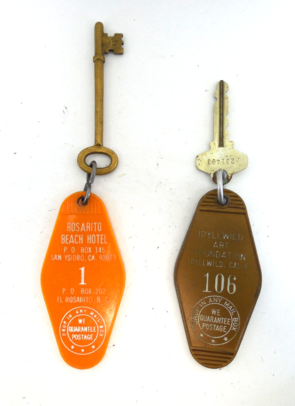Vintage Hotel Motel Room Keys & Fobs - Room #1 & Room #106 | eBay