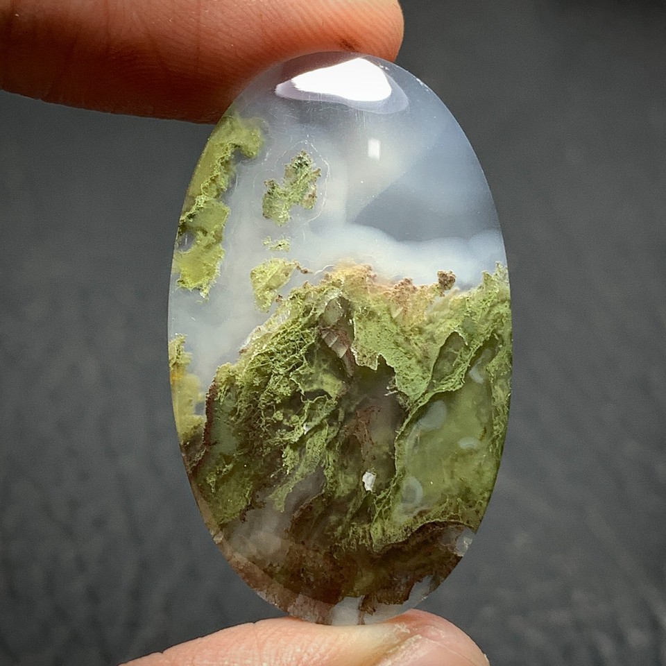 Scenic Moss Agate Cabochon 37x22x6mm High Quality 38 ct | eBay