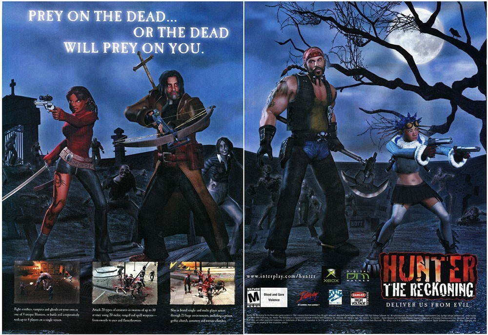 Hunter The Reckoning Xbox Original 2002 Ad Authentic Horror Video Game ...