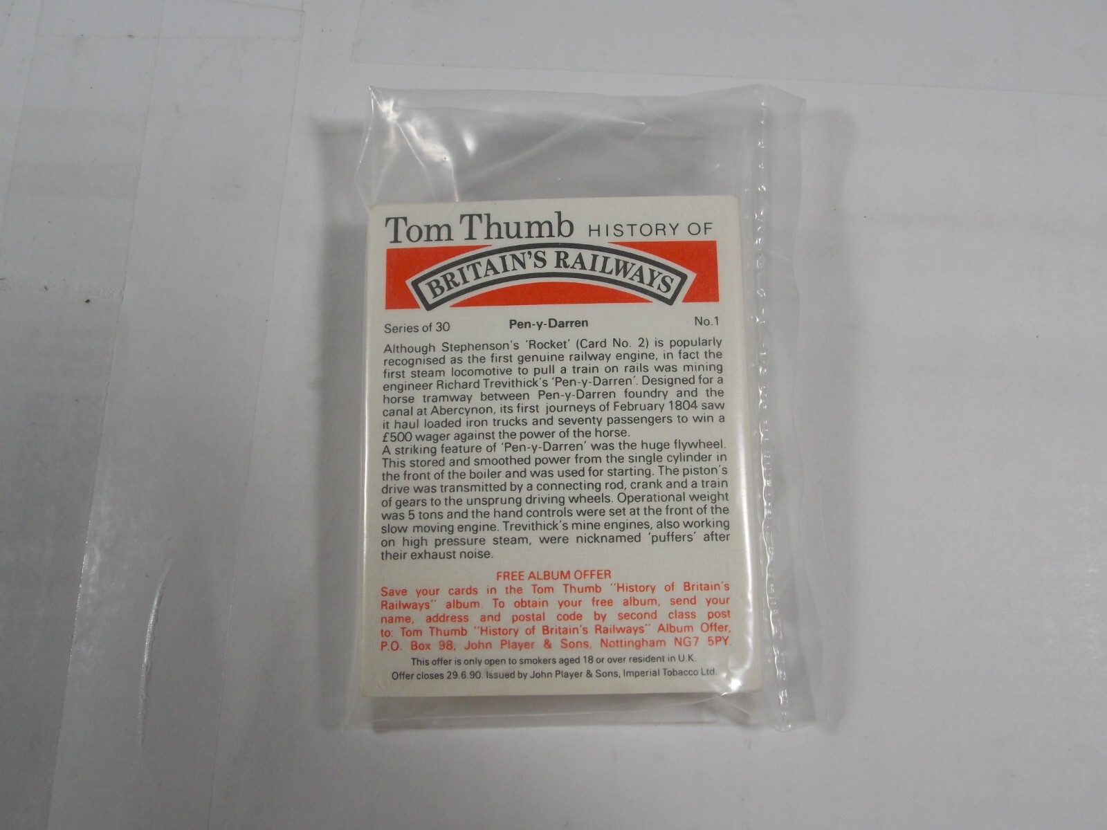 Tom Thumb Cigar Cards History of Britains Railways 1987 Complete Set 30 ...