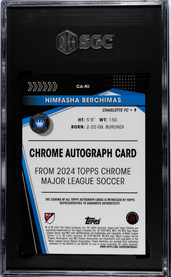 2024 Topps Chrome MLS CA-NI Nimfasha Berchimas Orange Refractor Auto ...