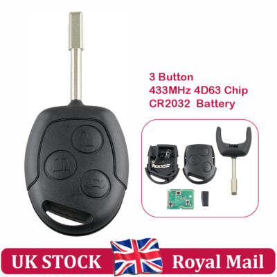 3 Button 433Mhz Remote Key Fob Chip For Ford Focus Fiesta Fusion ...