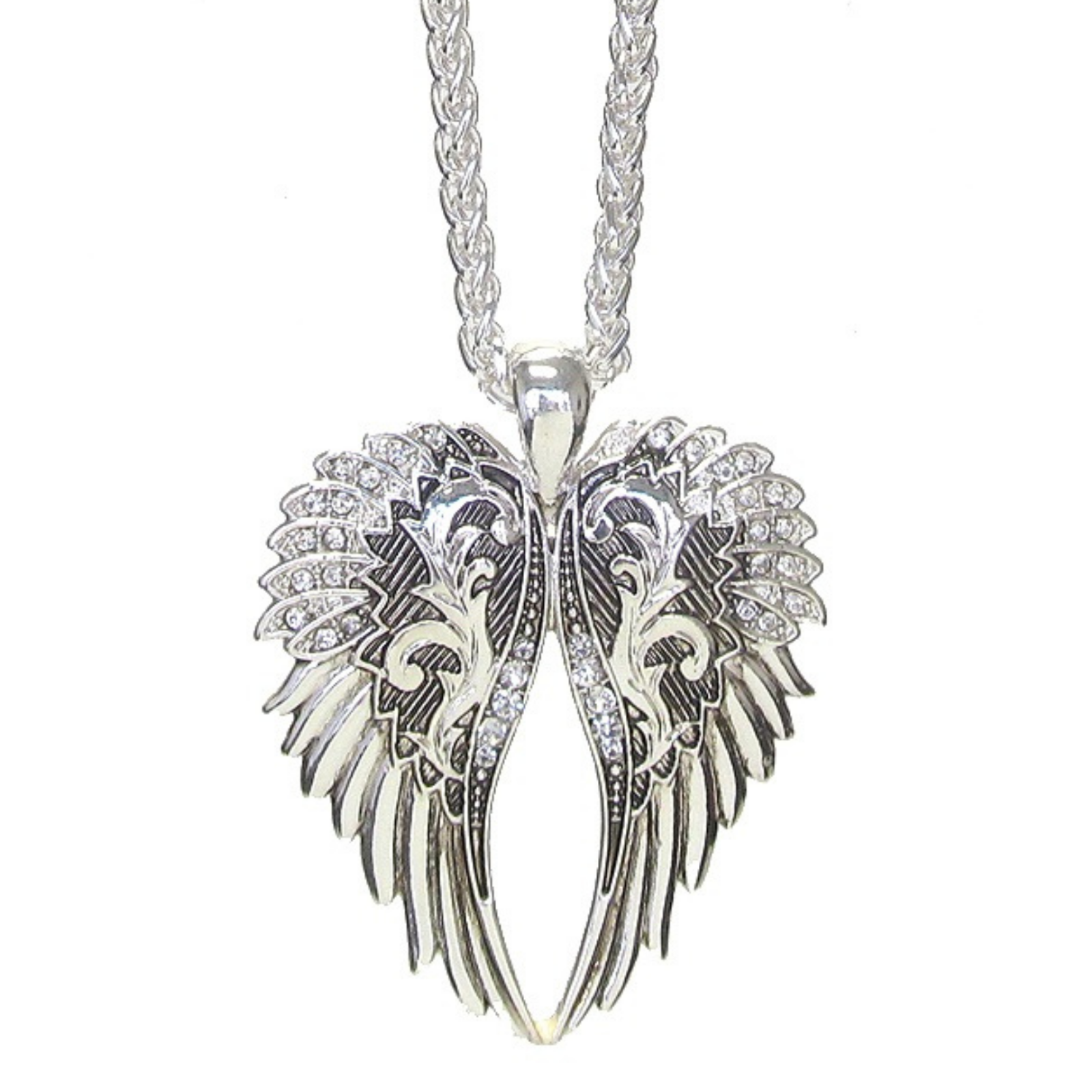Crystal Angel Wings Pendant Necklace and Earrings Set White Gold | eBay