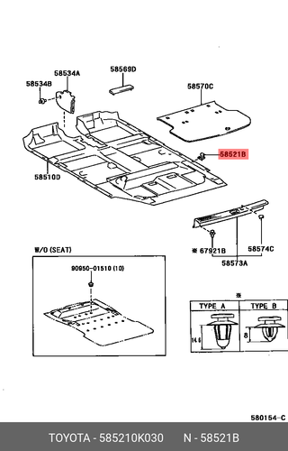 Genuine OE hook, floor carpet, 585210K030 for TOYOTA 58521-0K030 | eBay