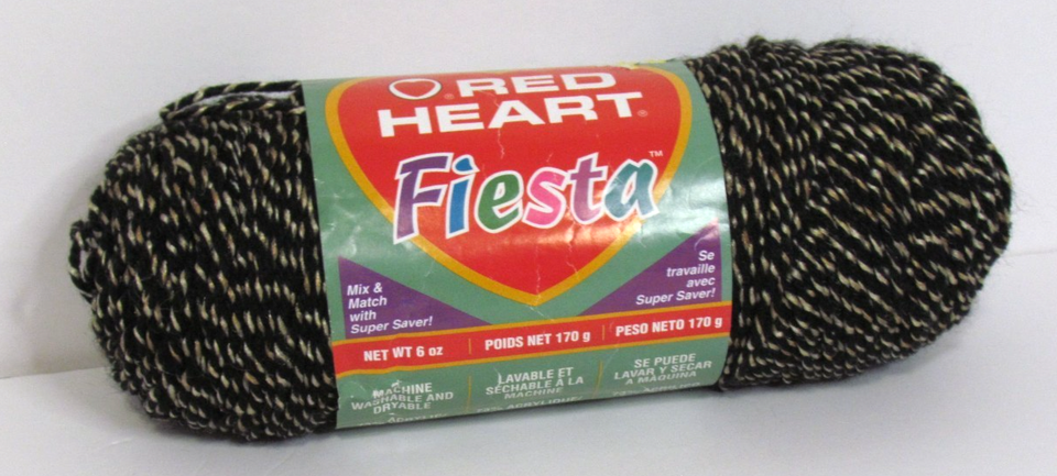 Red Heart Fiesta # 6012 Black Yarn With Gold Flecks 6 oz NOS | eBay