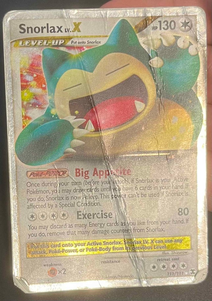 2009 POKEMON PLATINUM RISING RIVALS 111/111 SNORLAX LV. X HOLO RARE ...