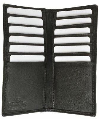Black Genuine Leather Slim Bifold Multi Credit Card Holder W/ Outside ...