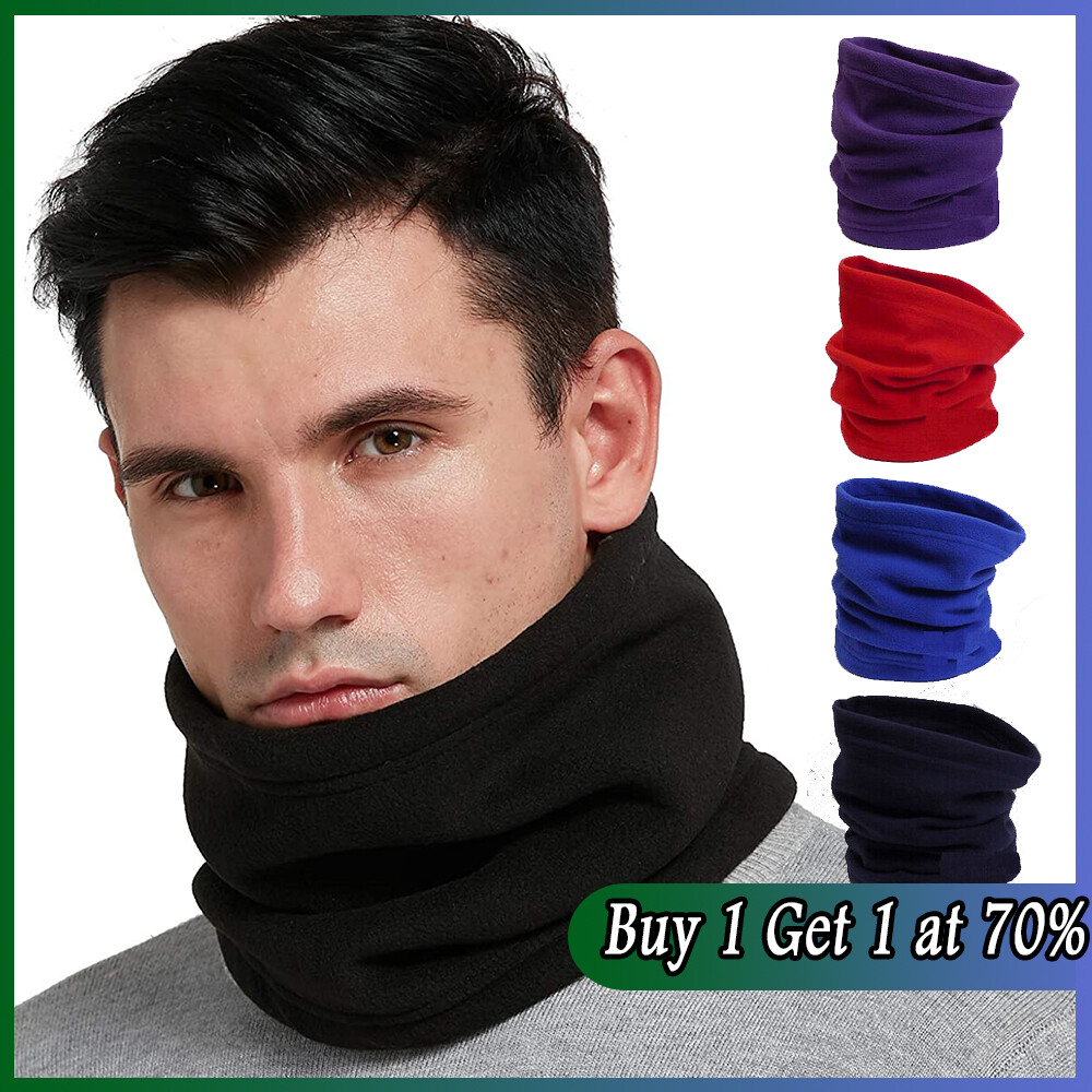 Neck Warmer Fleece Black Cycling Winter Adults Snood Mask Scarf Tube ...