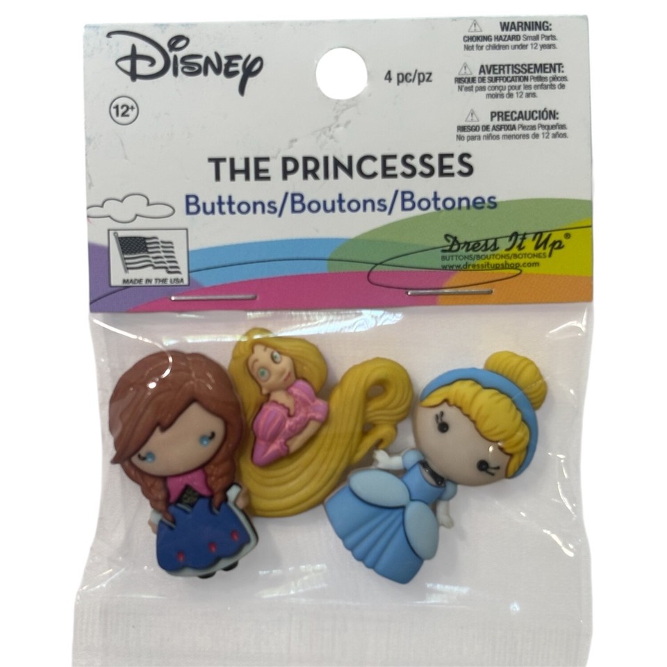 Dress It Up Disney Princess Buttons Ariel Belle Cinderella Moana More ...