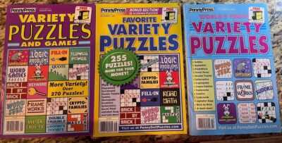 Lot 3 New Penny Press Dell Variety Puzzle Books New/Unused No ...
