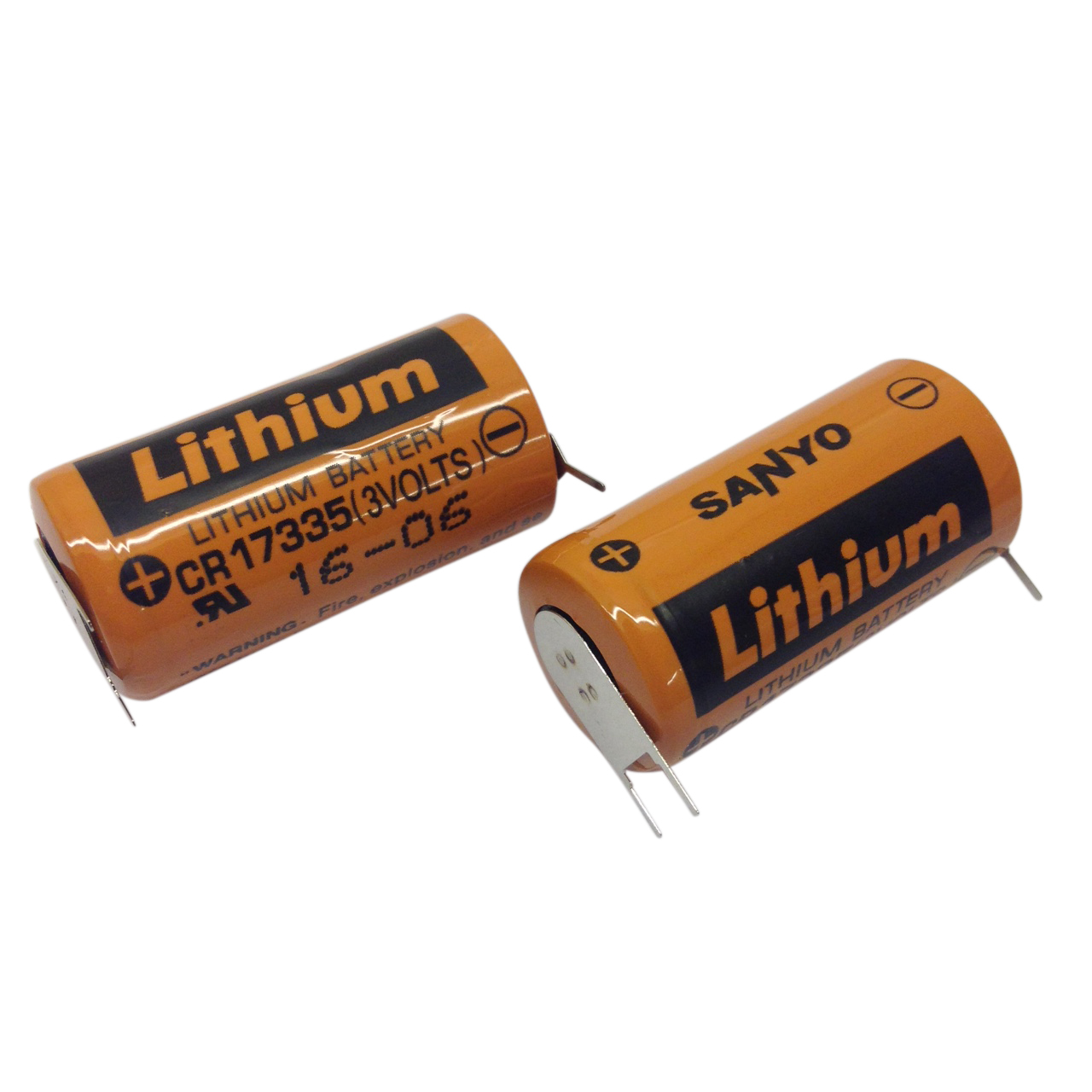 2 x Sanyo CR17335 3V 3 Pin Batteries PLC Back Up. Batteries Dated 02/19 ...
