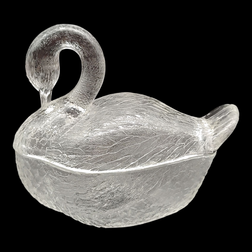 DC Jenkins Swan Covered Candy Dish w Lid - 6.5" Large vtg 1920s Clear ...